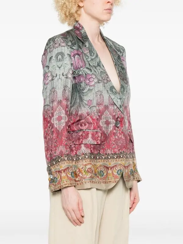 PIERRE-LOUIS MASCIA Single-breasted Floral Print Silk Jacket - Multi