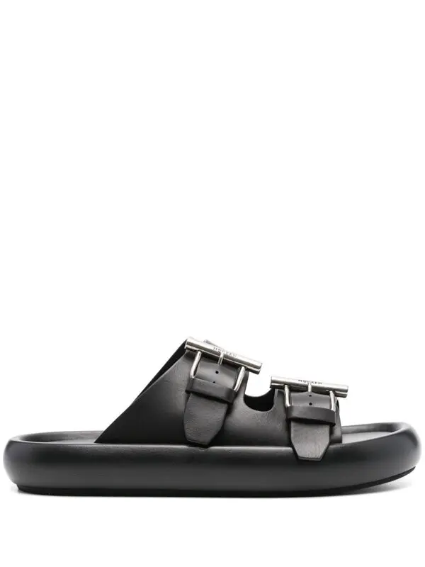 Alexander McQueen Leather Slippers With Buckle Fastening