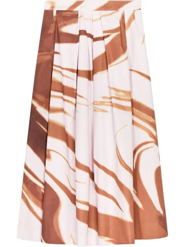Dries Van Noten Soni Printed Midi Skirt - Brown