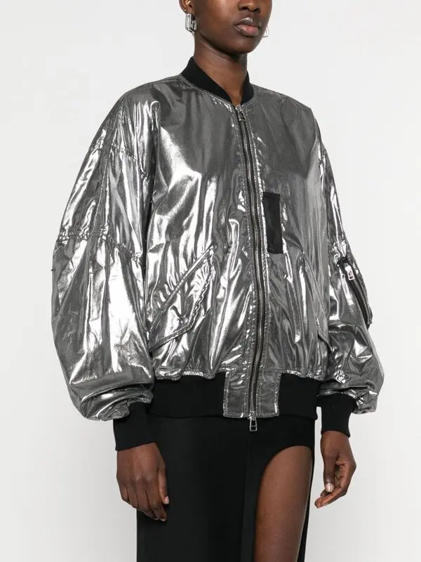 Junya Watanabe Metallic Effect Bomber Jacket - Silver
