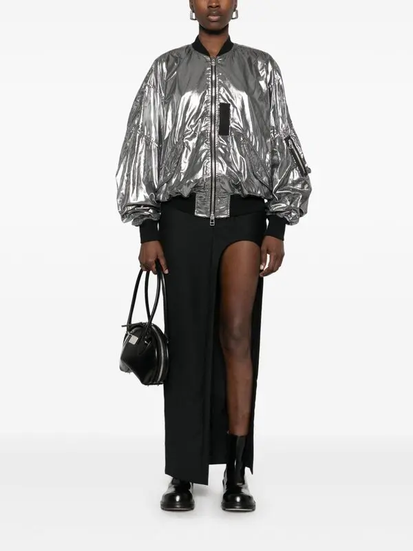 Junya Watanabe Metallic Effect Bomber Jacket - Silver