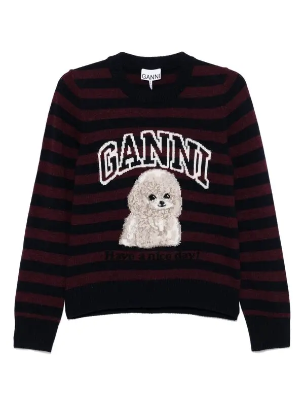 GANNI Poodle Wool Crewneck Sweater - Red