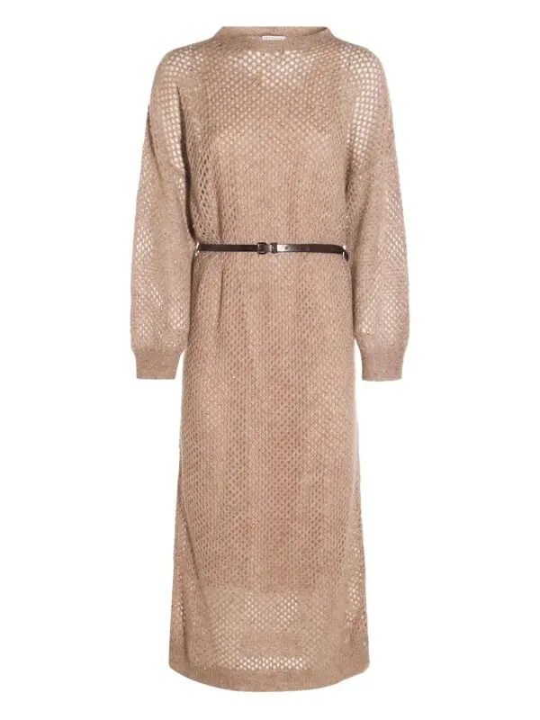 Brunello Cucinelli Wool Long Dress - Brown