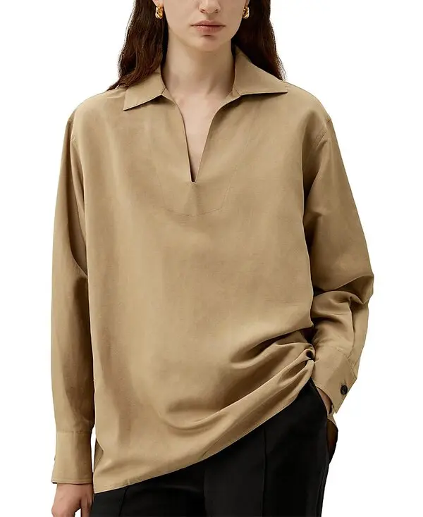 Lilysilk Silk-linen Blend Oversized Shirt - Oak
