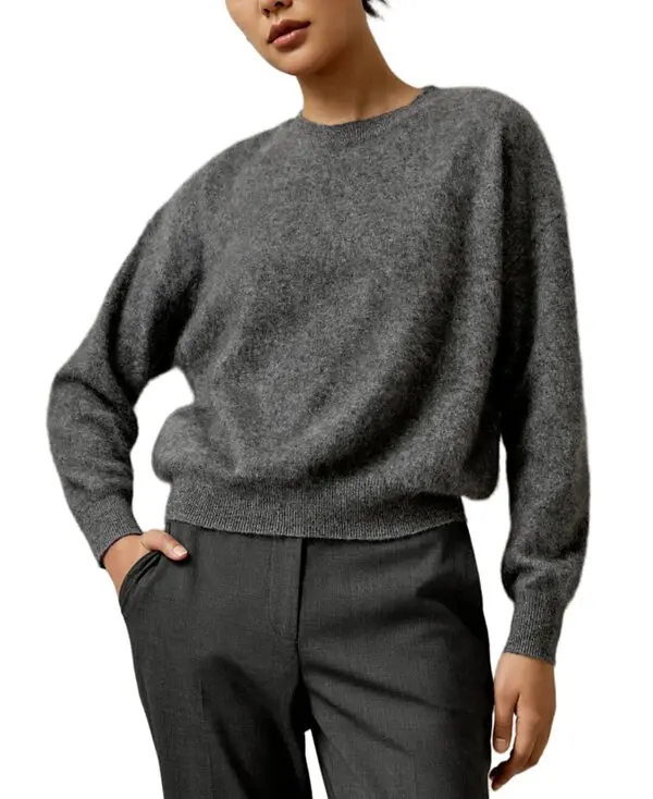 Lilysilk Relaxed Cashmere Sweater - Dark Gray