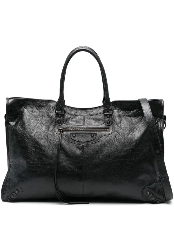 Balenciaga City Travel Leather Tote Bag - Black