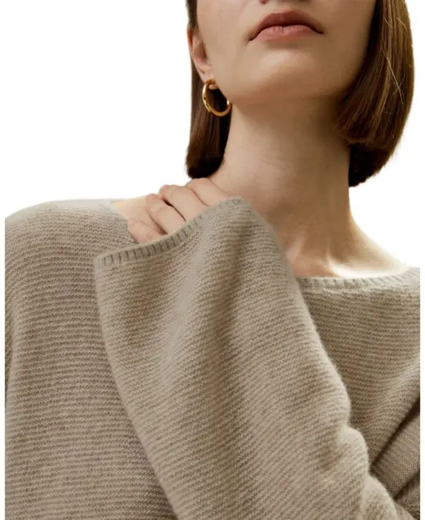 Lilysilk Relaxed Fit Drop-shoulder Silk Cashmere Blend Sweatshirt - Light Camel