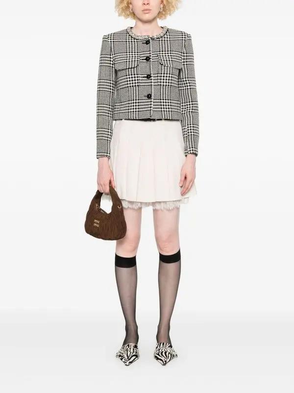 SELF-PORTRAIT Wool Blend Checked Jacket - Black