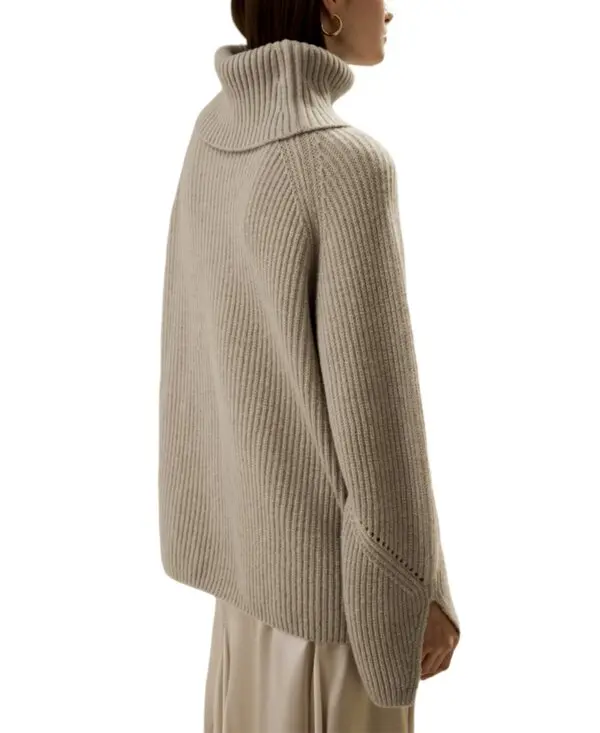Lilysilk Oversized Merino Wool Fisherman's Rib Pullover