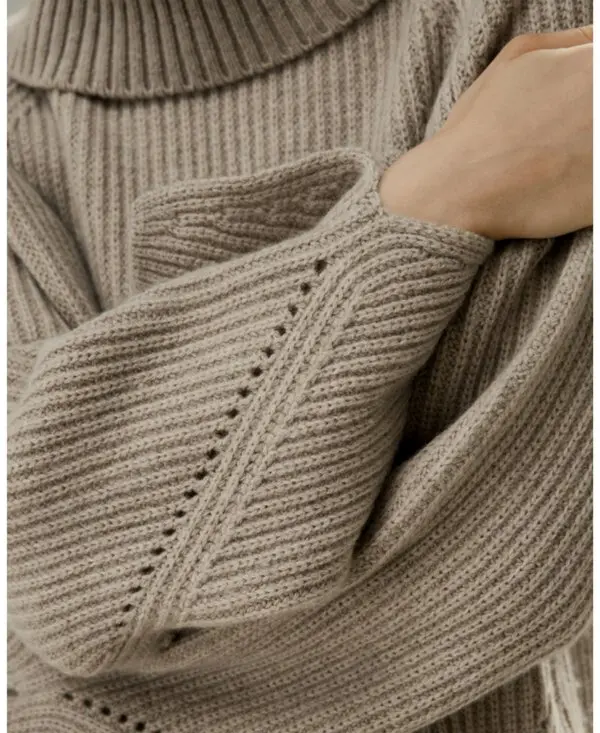 Lilysilk Oversized Merino Wool Fisherman's Rib Pullover