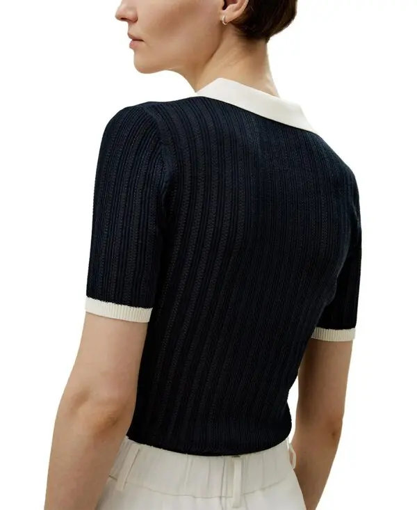 Lilysilk V-neck Ribbed Silk Knit Top