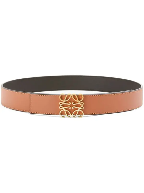 Loewe Anagram Leather Reversible Belt - Brown