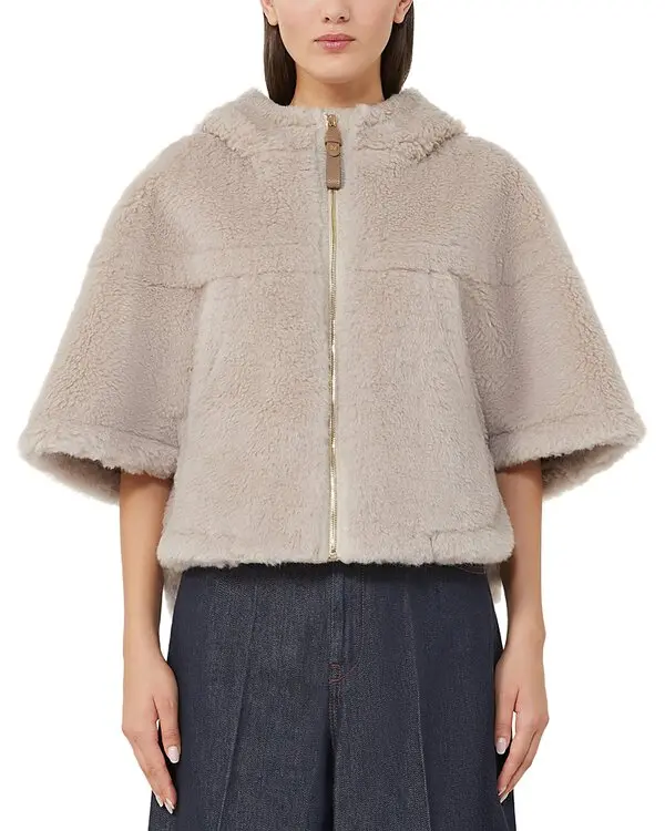 Max Mara Petalo Hooded Teddy Cape