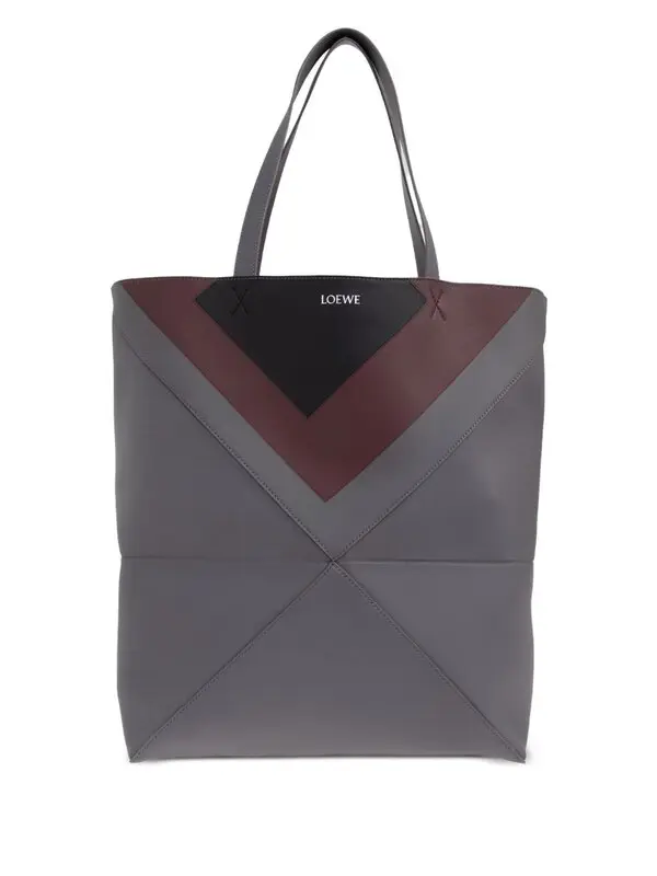 Loewe Puzzle Fold Xl Leather Tote - Grey