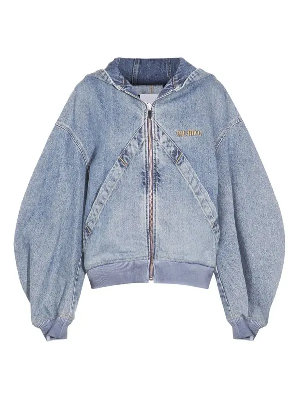 Attico Hooded Denim Jacket - Sky Blue