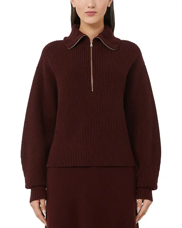 Max Mara Nadar Wool & Cashmere Half Zip Sweater