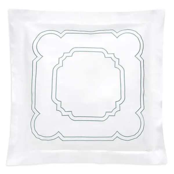 DEA LUXURY LINENS Artemide Embroidery Euro Sham - Turquoise Embroidery