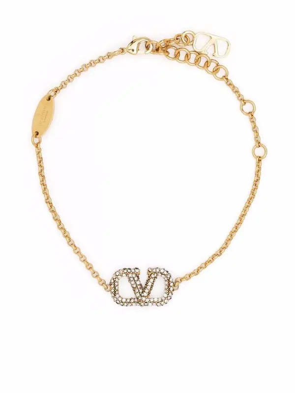 Valentino Garavani Vlogo Signature Strass Bracelet - Gold