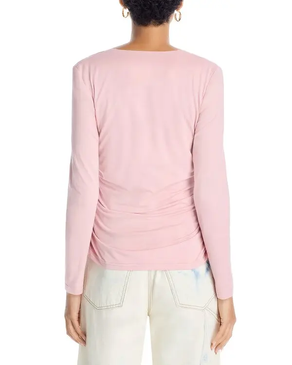 Aqua Ruched Waist Square Neck Top - Misty Rose