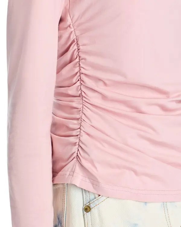 Aqua Ruched Waist Square Neck Top - Misty Rose