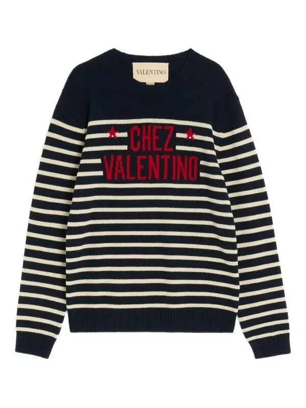 Valentino Garavani Chez Wool Striped Sweater - Blue