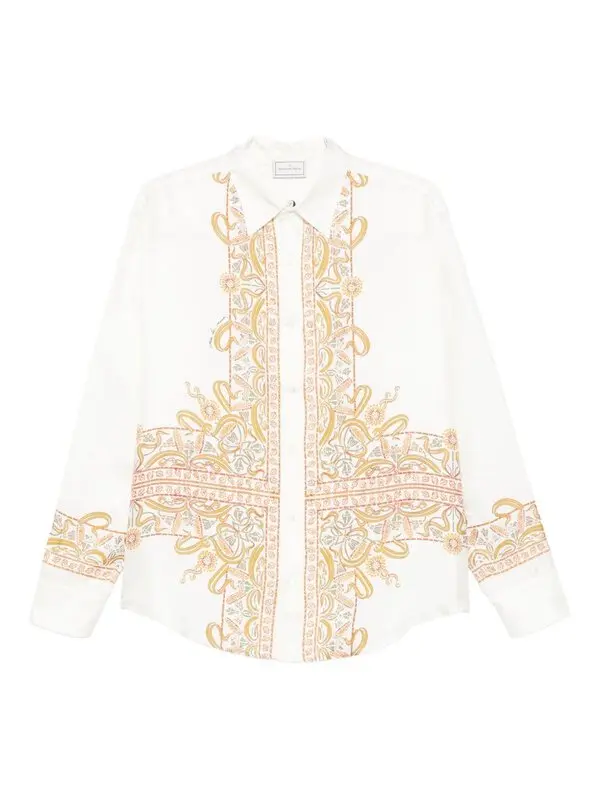 PIERRE-LOUIS MASCIA Embroidered Silk Shirt - White