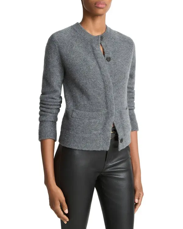 Vince Shrunken Boiled Cashmere Crewneck Cardigan