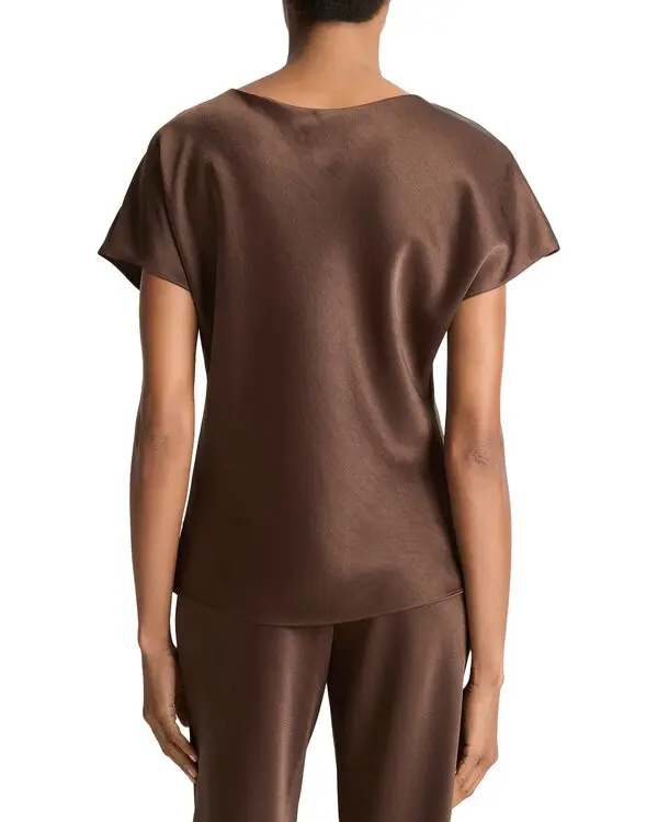 Vince Essential Cap Sleeved V Neck Blouse - Espresso