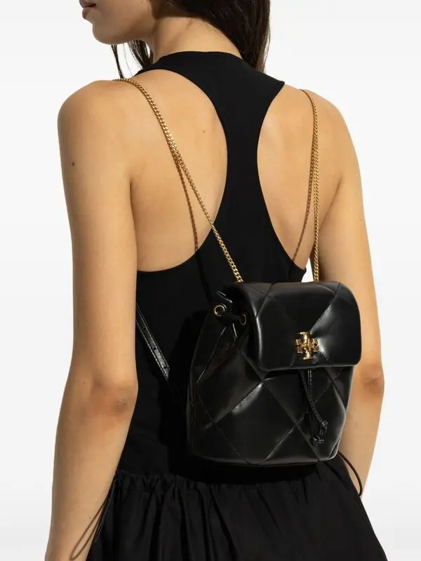 Tory Burch Kira Diamond Small Leather Backpack - Black