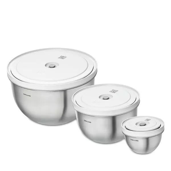 ZWILLING Fresh And Save 3 Piece Stainless Steel Vacuum Bowl Set - White