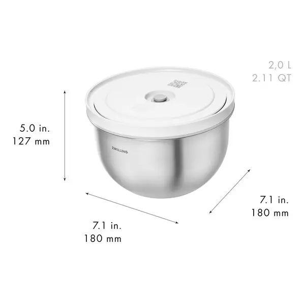 ZWILLING Fresh And Save 3 Piece Stainless Steel Vacuum Bowl Set - White