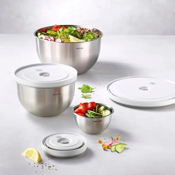 ZWILLING Fresh And Save 3 Piece Stainless Steel Vacuum Bowl Set - White