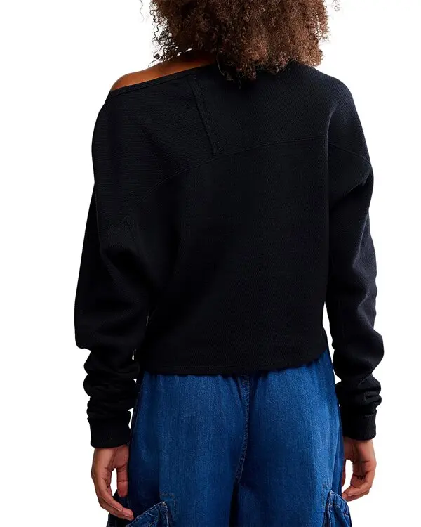 Free People We The Free Jess Long Sleeve Sweatshirt - Black
