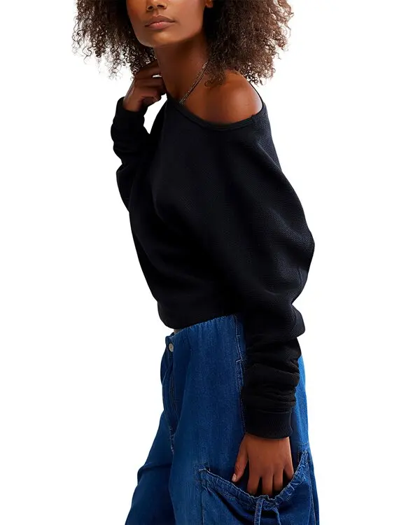Free People We The Free Jess Long Sleeve Sweatshirt - Black