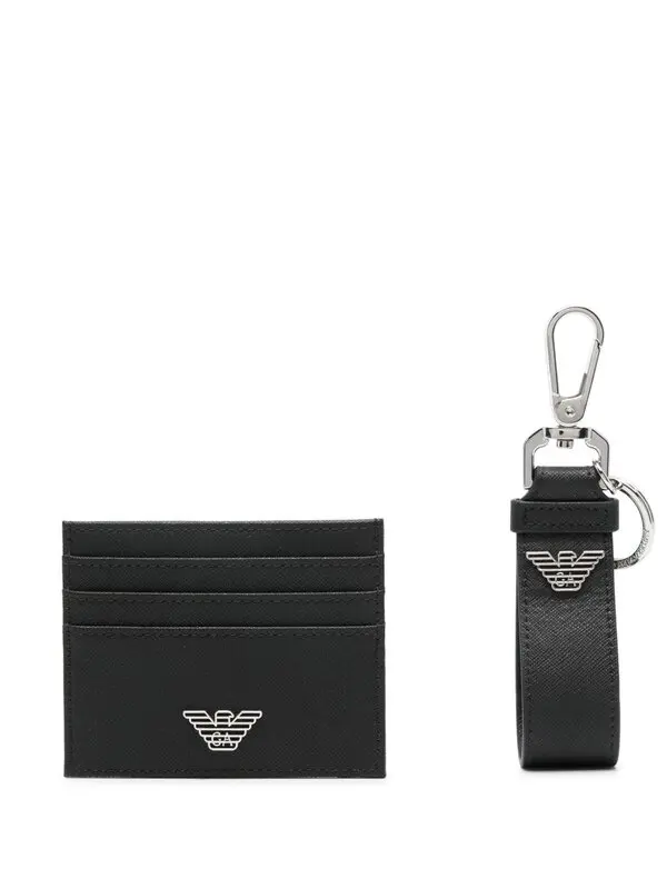 Emporio Armani Card Holder And Keyring Set - Black