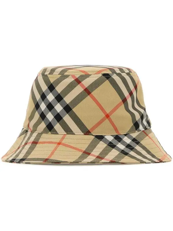 Burberry Check Print Bucket Hat - Beige