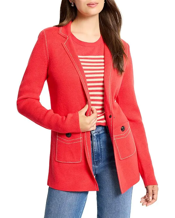 NIC+ZOE Contrast Stitch Knit Blazer