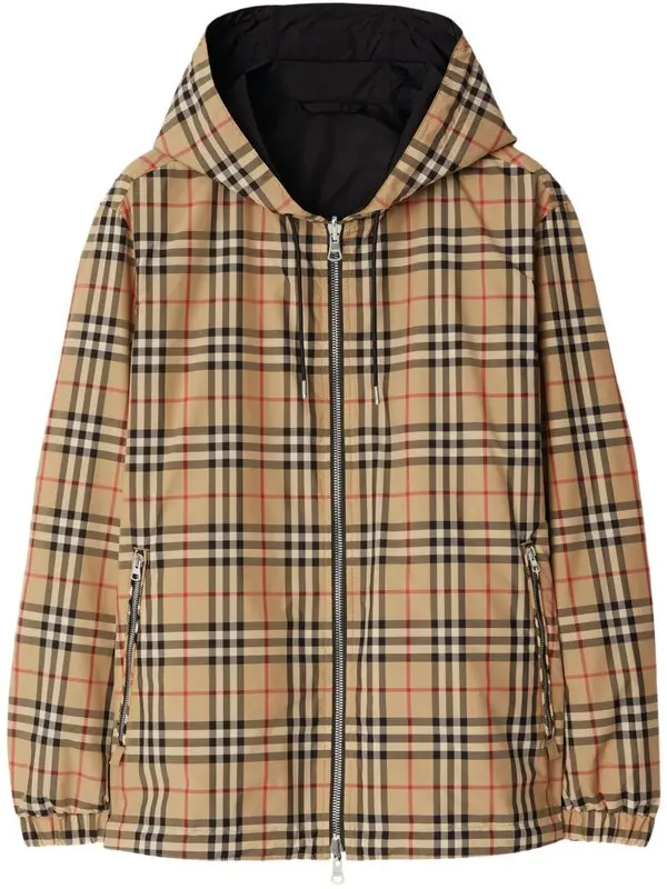 Burberry Check Print Jacket With Hood - Multi