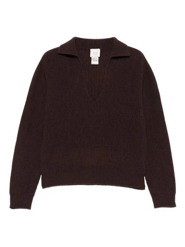 ALYSI Wool Polo Sweater - Brown
