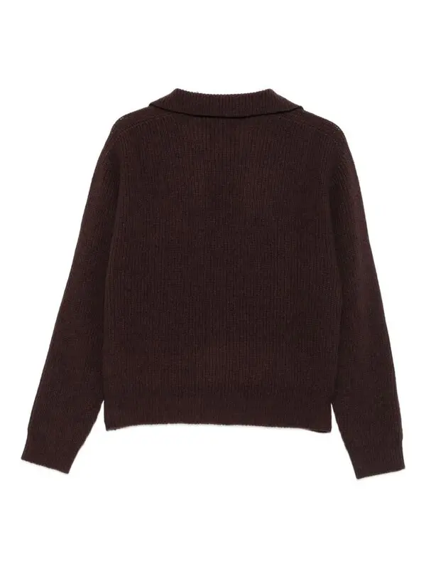 ALYSI Wool Polo Sweater - Brown