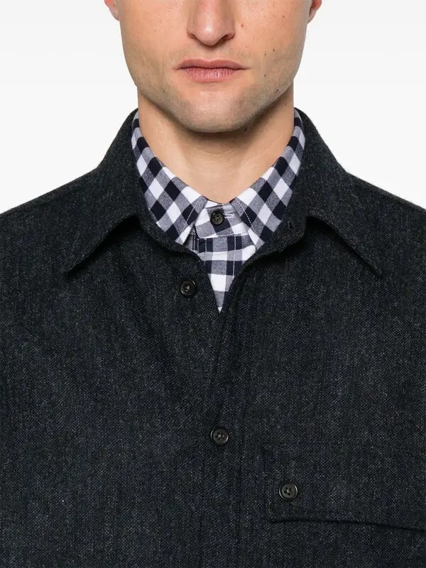 Thom Browne Oversized Shirt In Tweed - Blue