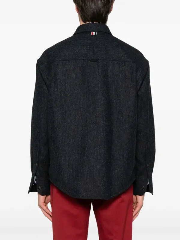 Thom Browne Oversized Shirt In Tweed - Blue