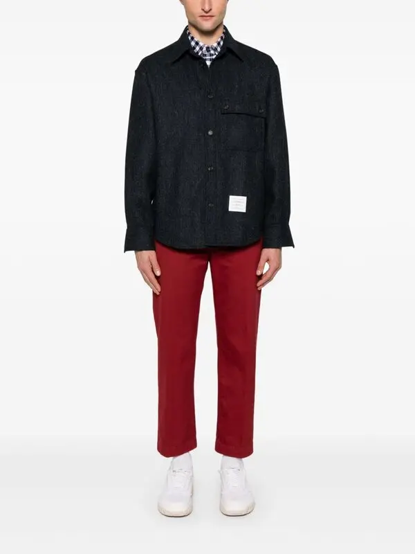 Thom Browne Oversized Shirt In Tweed - Blue