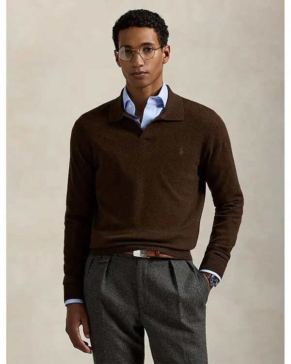 Polo Ralph Lauren Wool Regular Fit Polo Sweater - Brown