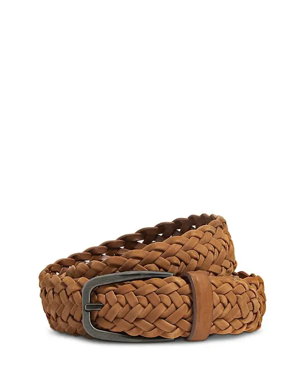 Zegna Braided Leather Belt - Dark Foliage