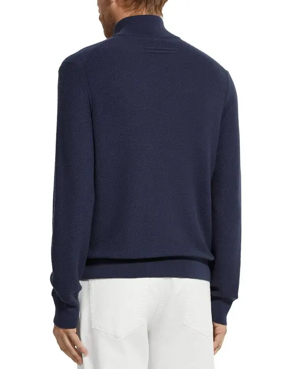 Zegna Oasi Cashmere Zip Mock Neck - Ink Blue