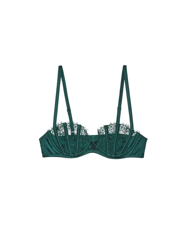 Fleur Du Mal Frankie Lace Boned Balconette - Evergreen
