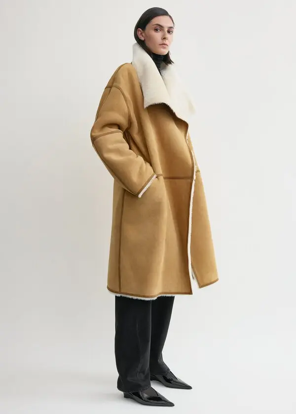 TOTEME Draped Shearling Coat