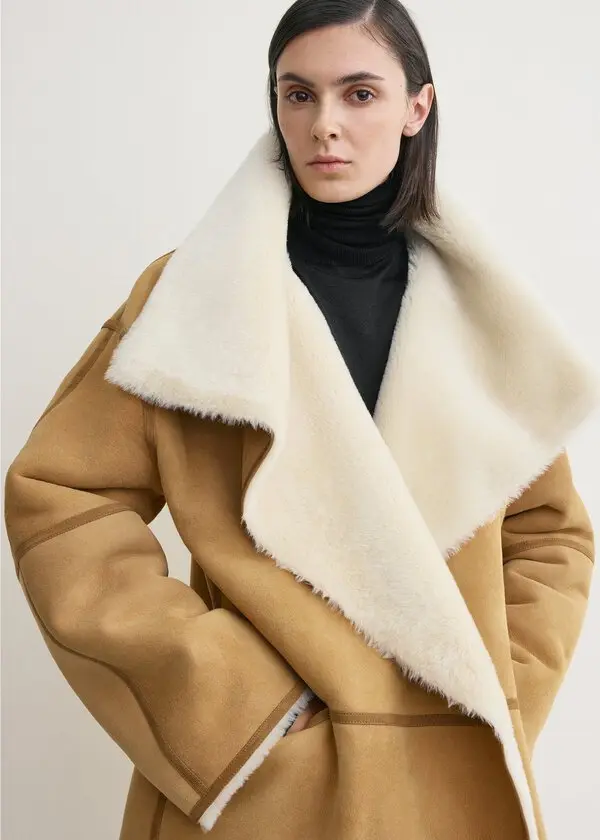 TOTEME Draped Shearling Coat