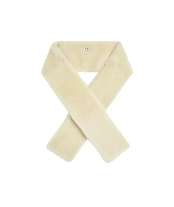 TOTEME Shearling Tuxedo Scarf - Ecru